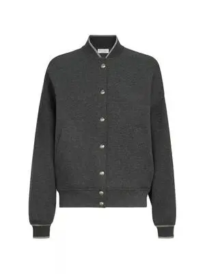 Brunello Cucinelli Techno Cotton And Cashmere Interlock Bomber Jacket - Grey