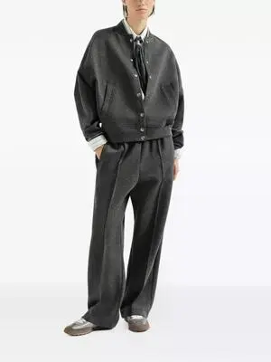 Brunello Cucinelli Techno Cotton And Cashmere Interlock Bomber Jacket - Grey