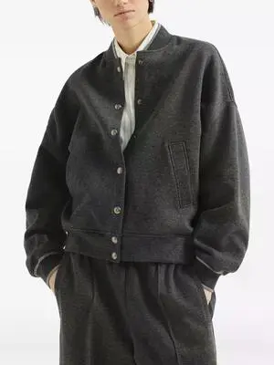 Brunello Cucinelli Techno Cotton And Cashmere Interlock Bomber Jacket - Grey
