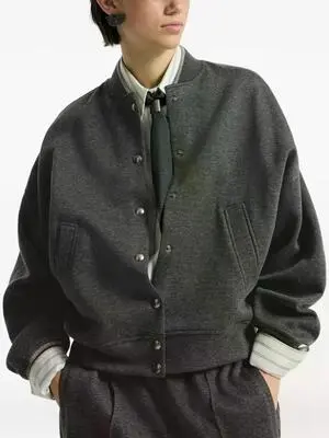 Brunello Cucinelli Techno Cotton And Cashmere Interlock Bomber Jacket - Grey
