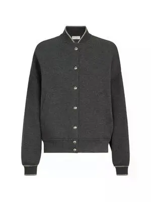 Brunello Cucinelli Techno Cotton And Cashmere Interlock Bomber Jacket - Grey