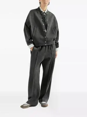 Brunello Cucinelli Techno Cotton And Cashmere Interlock Bomber Jacket - Grey