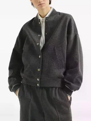 Brunello Cucinelli Techno Cotton And Cashmere Interlock Bomber Jacket - Grey