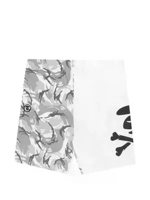 AAPE BY *A BATHING APE Moonface Camouflage-print Shorts - White