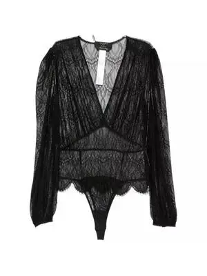 TWINSET Lace-panelled Long-sleeve Bodysuit - Black