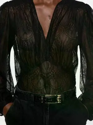 TWINSET Lace-panelled Long-sleeve Bodysuit