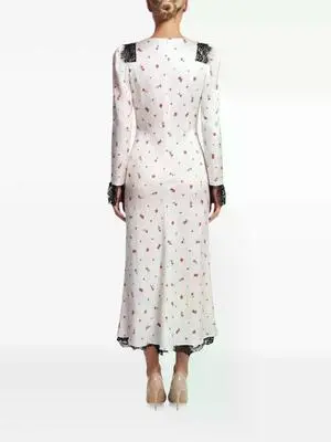 POST MERIDIEM Lace-trimmed Floral Midi Dress