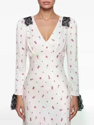 POST MERIDIEM Lace-trimmed Floral Midi Dress
