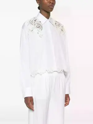 Ermanno Scervino Lace Panel Scalloped Hem Shirt