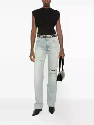 HAIKURE Distressed Straight-leg Jeans