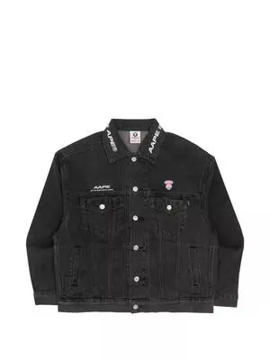 AAPE BY *A BATHING APE Moonface Long-sleeve Denim Jacket With Heart Motif - Grey