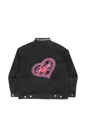 AAPE BY *A BATHING APE Moonface Long-sleeve Denim Jacket With Heart Motif