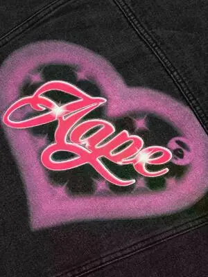 AAPE BY *A BATHING APE Moonface Long-sleeve Denim Jacket With Heart Motif