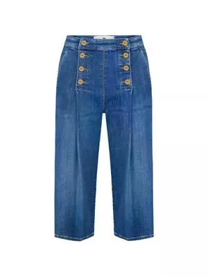 Elisabetta Franchi Denim Bermuda Shorts With Row Of Buttons - Blue