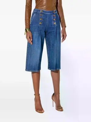 Elisabetta Franchi Denim Bermuda Shorts With Row Of Buttons
