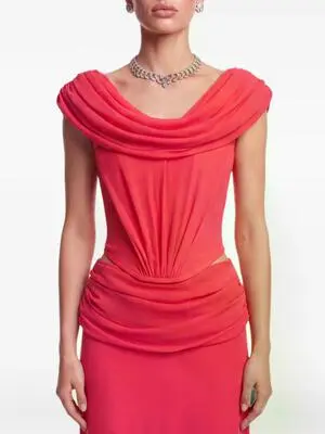POST MERIDIEM Sleeveless Draped Top - Red