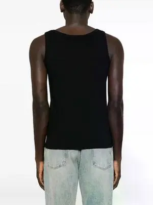 Rhude Logo Print Ribbed Vest - Black