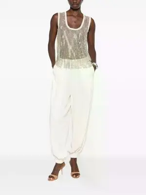 Pinko Sequin-embellished Mesh Tank Top - Neutrals