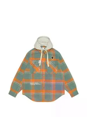 AAPE BY *A BATHING APE Check Hooded Shirt - Green