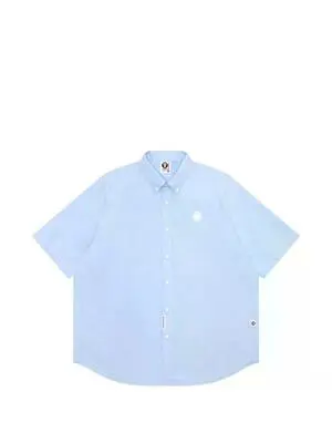 AAPE BY *A BATHING APE Moonface-patch Short-sleeve Shirt - Blue