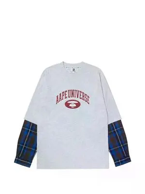 AAPE BY *A BATHING APE Moonface Plaid-panelled T-shirt