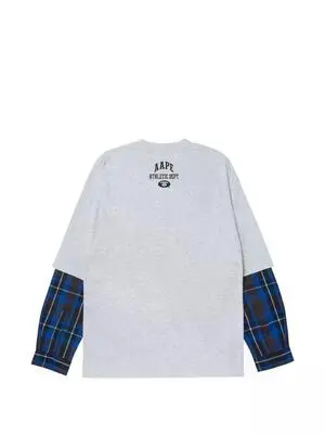 AAPE BY *A BATHING APE Moonface Plaid-panelled T-shirt