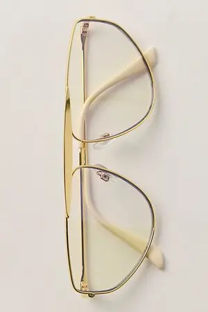 Free People Linden Aviator Blue Light Glasses - Gold