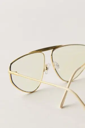 Free People Linden Aviator Blue Light Glasses - Gold