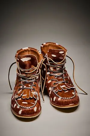 Free People We The Free Hair-on Benny Lace-up Boots - Fawn