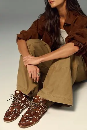 Free People We The Free Hair-on Benny Lace-up Boots - Fawn