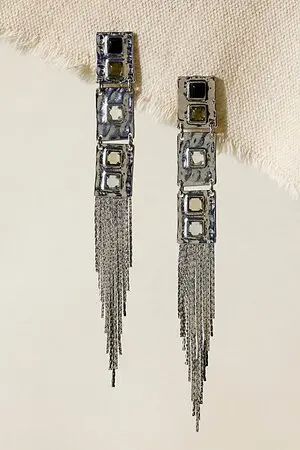 Free People Free People Nikkie Dangle Earrings Silver/onyx/black Lab