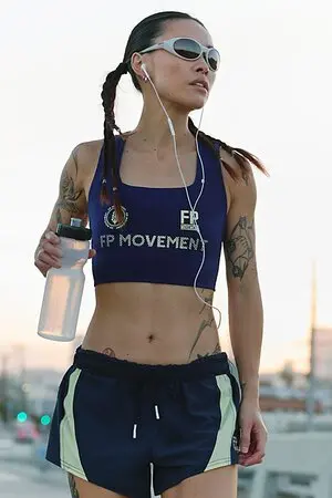 Free People Win Win Marathon Logo Bra - Sapphire Combo