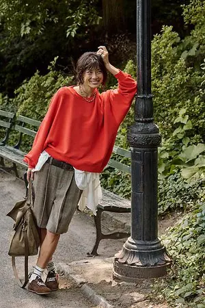 Free People We The Free Jj Asymmetric Sweatshirt - Red