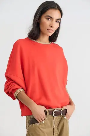 Free People We The Free Asymmetric Sweatshirt - Red
