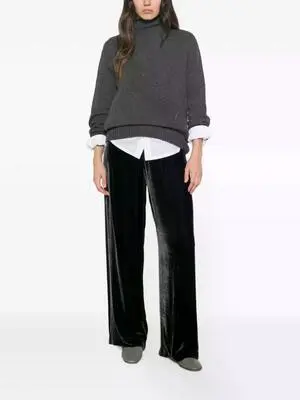 WHYCI Elasticaced-waist Velvet Trousers