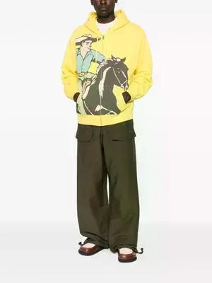 JW Anderson Cowboy Print Zip-up Hoodie - Yellow