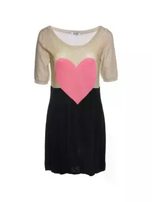 Moschino Knit Mini Dress With Heart Motif - Black