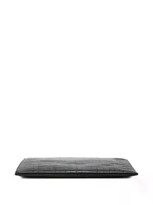 Saint Laurent Croc Embossed Leather Monogram Document Holder