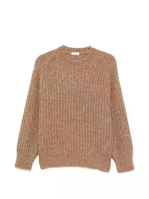 Peserico Ribbed-knit Raglan-sleeve Sweater - Brown
