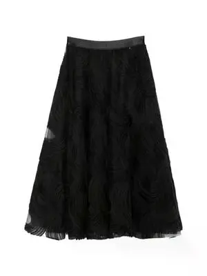 NISSA Textured Flared Midi Skirt