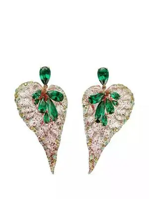ANABELA CHAN Beetroot Begonia Emerald Earrings - Gold