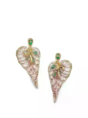 ANABELA CHAN Beetroot Begonia Emerald Earrings