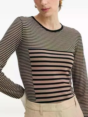 Elisabetta Franchi Horizontal Stripe Crew Neck Sweater