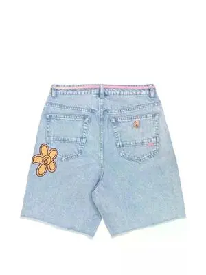 AAPE BY *A BATHING APE Moonface Patch Fringed Denim Shorts