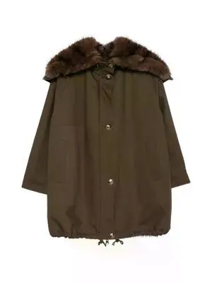 VALENTINI 1972 Faux-fur Trim Drawstring Coat - Green