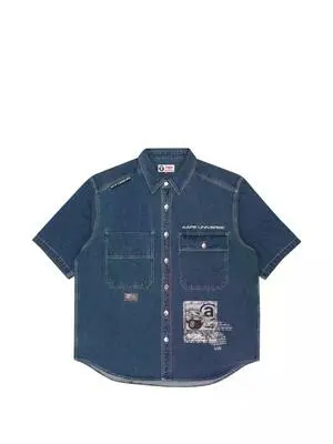 AAPE BY *A BATHING APE Logo-embroidered Patch-detail Shirt - Blue