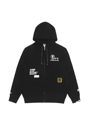 AAPE BY *A BATHING APE Graphic-print Zip-up Hoodie - Black