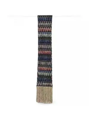 Missoni Zigzag-knit Fringed Scarf - Blue
