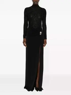 NISSA Crystal-embellished Ruched Maxi Dress