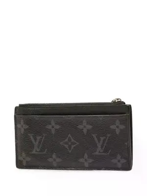 LOUIS VUITTON 2021-2026 Monogram Eclipse Reverse Taigarama Coin Card Holder - Black